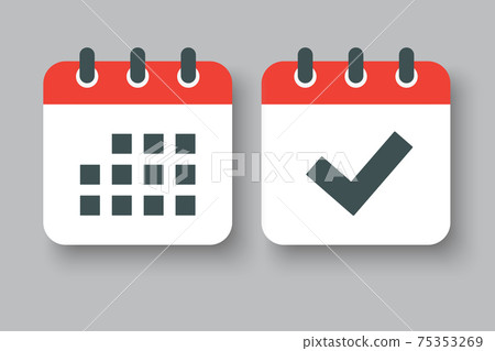 Set icons page calendar - schedule and done - Stock Illustration ...