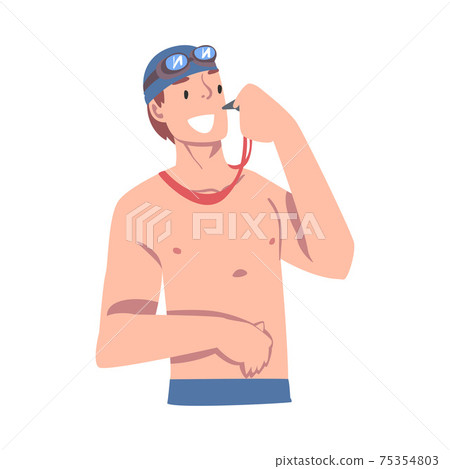 Cheerful Man Swimming Coach Character, Trainer... - Stock Illustration ...