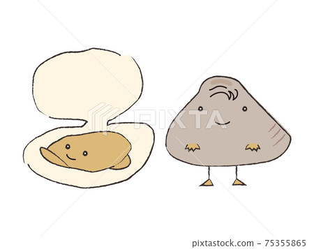 Fashionable anthropomorphic cute clams - Stock Illustration [75355865 ...