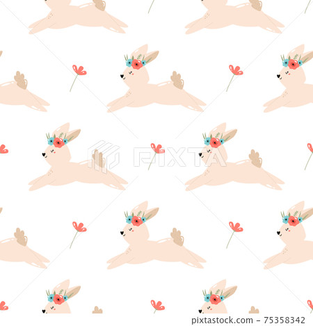Seamless pattern with cute rabbits. Easter... - Stock Illustration ...