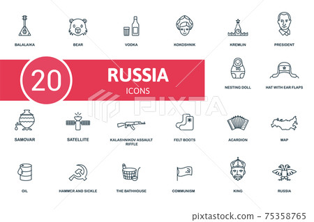 Russia icon set. Contains editable icons russia... - Stock Illustration ...