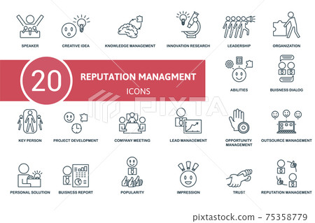 Reputation Management icon set. Contains... - Stock Illustration ...