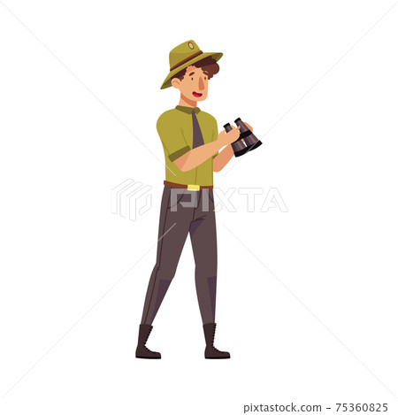 Male as Park Ranger in Khaki Hat and Shirt... - Stock Illustration ...
