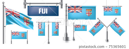 Vector set of the national flag of Fiji in... - Stock Illustration ...