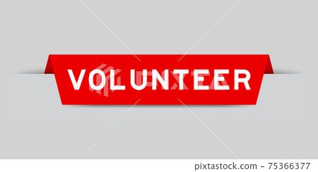 Red color inserted label with word volunteer on... - Stock Illustration ...