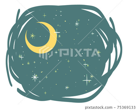 Cute handwritten moon and starry sky... - Stock Illustration [75369133 ...