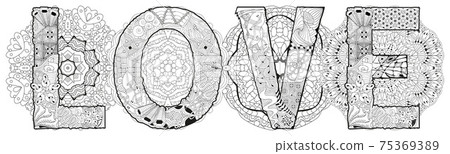 Word LOVE with mandalas. Vector decorative... - Stock Illustration ...
