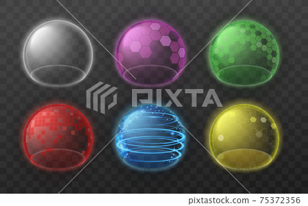 Set of color bubble shields, force fields or... - Stock Illustration ...