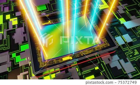 Curved sensor for digital camera on PCB,... - Stock Illustration ...