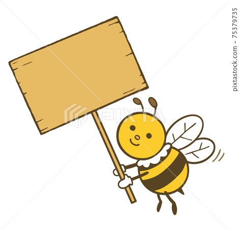 Illustration of a cute bee character with a sign - Stock Illustration ...