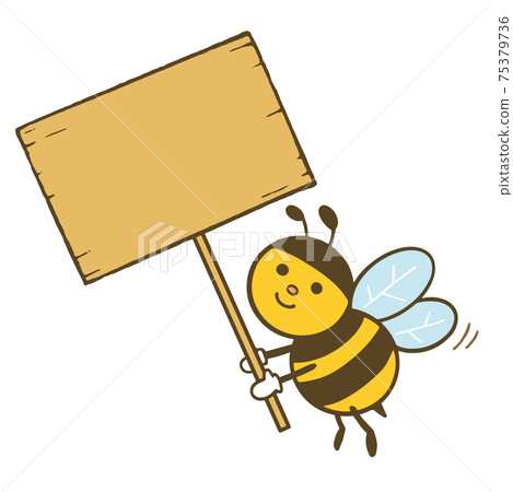 Illustration of a cute bee character with a sign - Stock Illustration ...