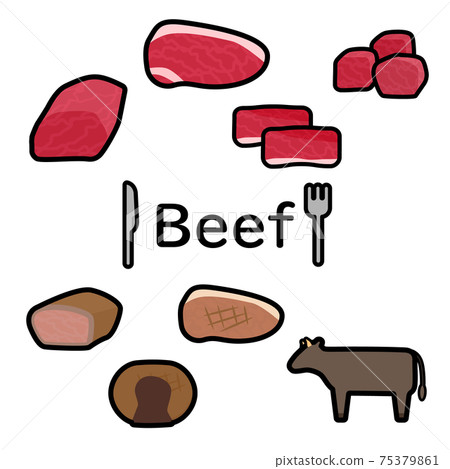 Simple and cute beef illustration set - Stock Illustration [75379861 ...