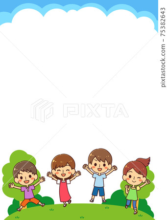 Children's frame vertical illustration material - Stock Illustration ...