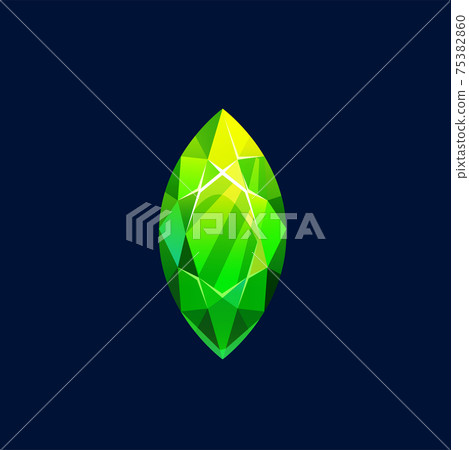 Green crystal, magic rock vector icon, gem stone - Stock Illustration ...