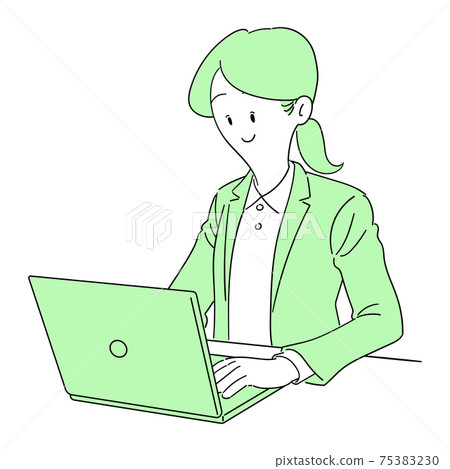 Business woman doing personal computer operation - Stock Illustration ...