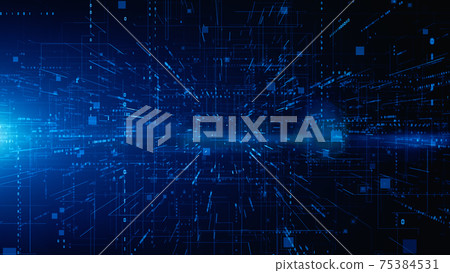 Digital Cyberspace with Particles and Digital... - Stock Illustration ...