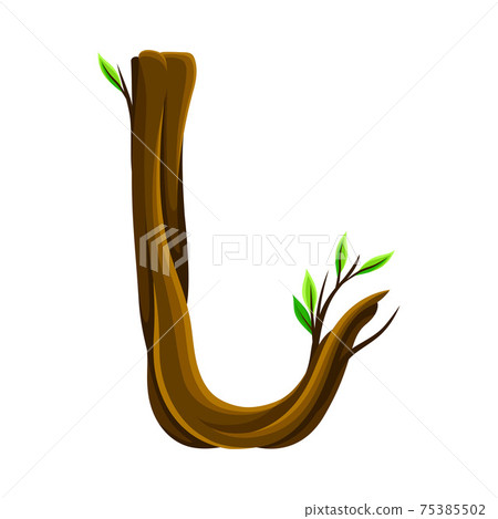 Forest Alphabet Letter Arranged from Tree Trunk... - Stock Illustration ...
