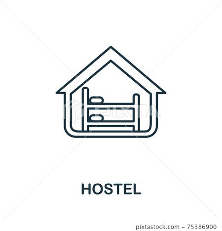 Hostel icon. Simple line element Hostel symbol... - Stock Illustration ...