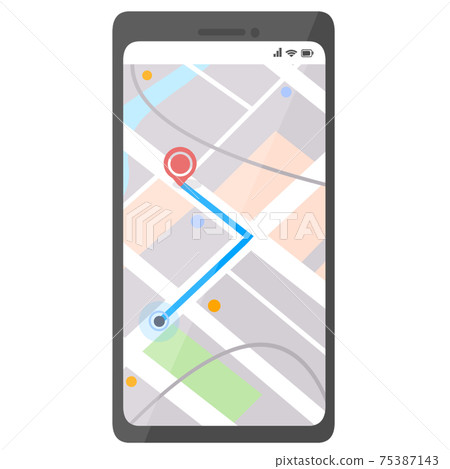 Smartphone map app screen - Stock Illustration [75387143] - PIXTA