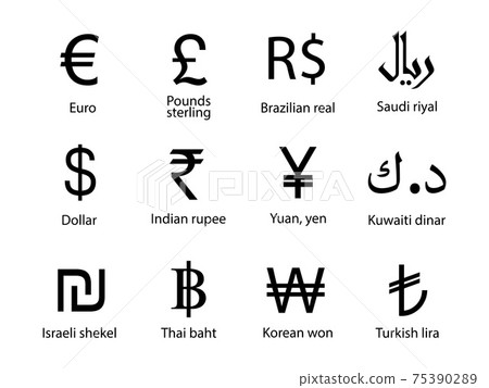 Currency, icon set. Vector illustration, flat... - Stock Illustration ...