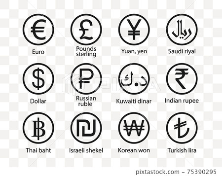 Currency, icon set. Vector illustration, flat... - Stock Illustration ...
