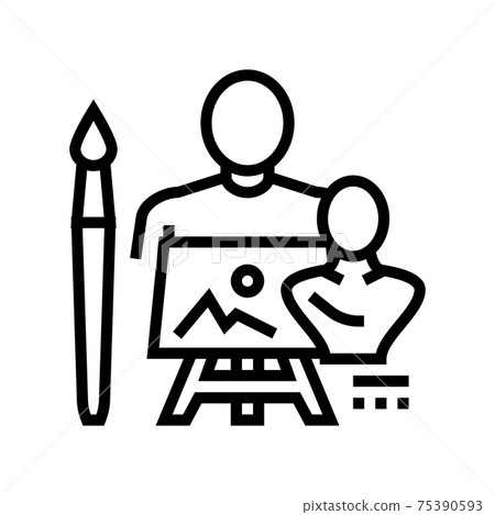 art expert line icon vector illustration - Stock Illustration [75390593 ...
