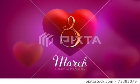 8 March women day vector heart on purple... - Stock Illustration ...