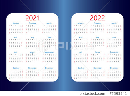 2021, 2022 calendar, week starts Sunday. Vector... - Stock Illustration ...