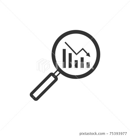 Magnifying glass, graph, chart icon. Vector... - Stock Illustration ...