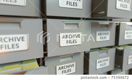 ARCHIVE FILES text on the drawers of a file... - Stock Illustration ...