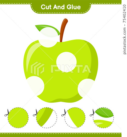 Cut and glue, cut parts of Apple and glue them.... - Stock Illustration ...