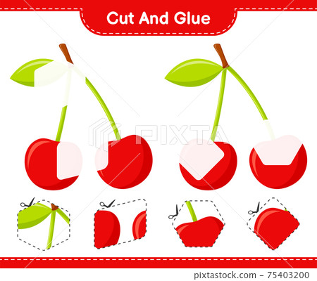 Cut and glue, cut parts of Cherry and glue... - Stock Illustration ...