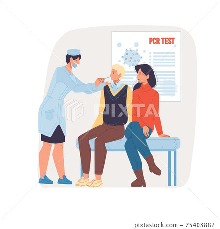 Flat cartoon patients doctor characters,PCR... - Stock Illustration ...