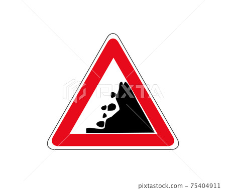 Danger falling rocks traffic sign. Road... - Stock Illustration ...