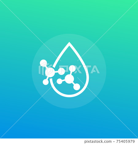 Acid drop icon with molecule, vector - Stock Illustration [75405979 ...