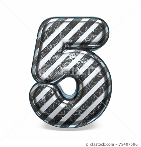 Striped steel black scratched font Number 5... - Stock Illustration ...