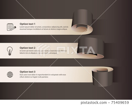 Curl of black paper. Set of infographics... - Stock Illustration ...