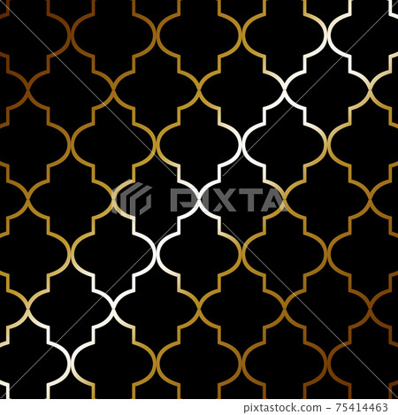 Moroccan pattern background black & gold - Stock Illustration [75414463 ...