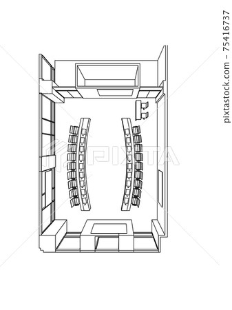 Line art of the conference room seen from above - Stock Illustration ...