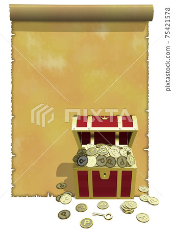 Antique frame vertical treasure chest large... - Stock Illustration ...