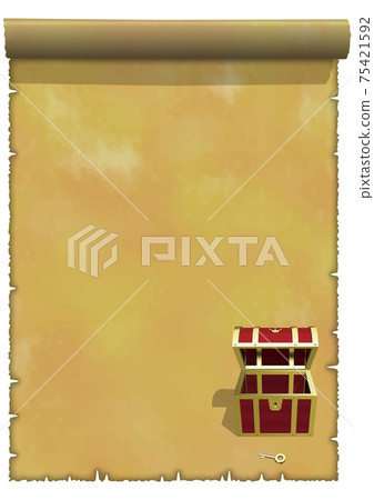 Antique frame vertical treasure chest small... - Stock Illustration ...