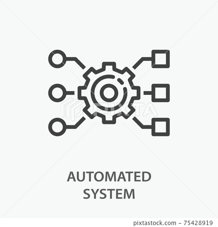 Automated system line icon on white background. - Stock Illustration ...