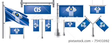 Vector set of the national flag of CIS in... - Stock Illustration ...