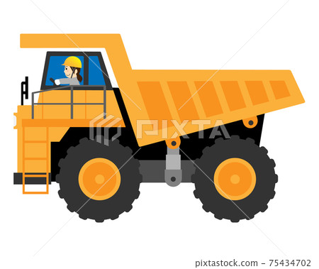 Female worker driving a heavy dump truck (haul... - Stock Illustration ...