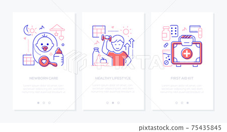Pediatrics - modern line design style web banners - Stock Illustration ...