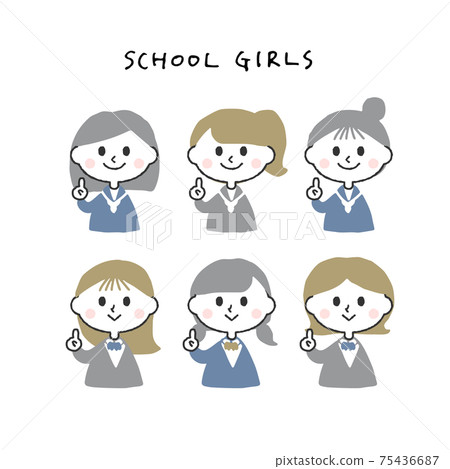 High school girl set with index finger - Stock Illustration [75436687 ...