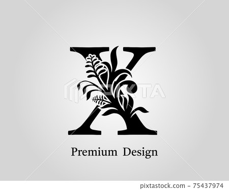 Elegant Letter X Floral Design. Vintage... - Stock Illustration ...