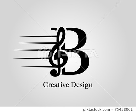 Key Note B Letter Logo Vector. Music Note On... - Stock Illustration ...
