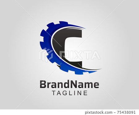 Abstract C Letter, C Gear Swoosh Logo. - Stock Illustration [75438091 ...