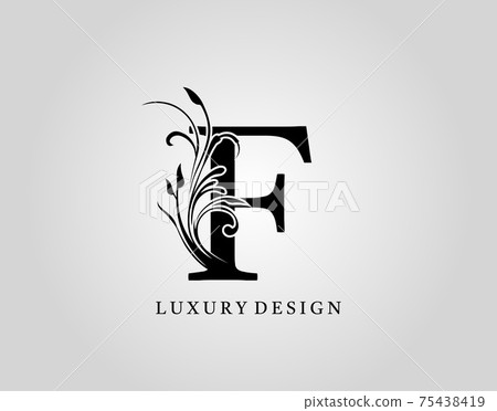 Vintage F Letter Floral Design. Classic... - Stock Illustration ...